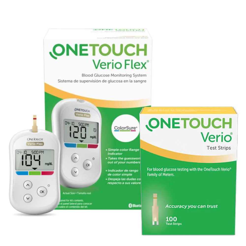 Lifescan OneTouch Verio Flex Blood Sugar Test Strips / Meter / Kits ...