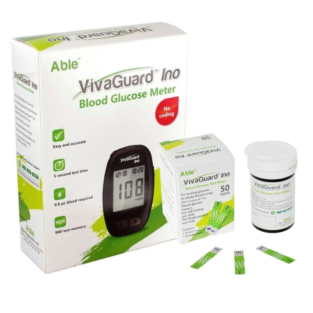 Able VivaGuard Ino Blood Glucose Test Strips / Meter / Monitoring Kit ...